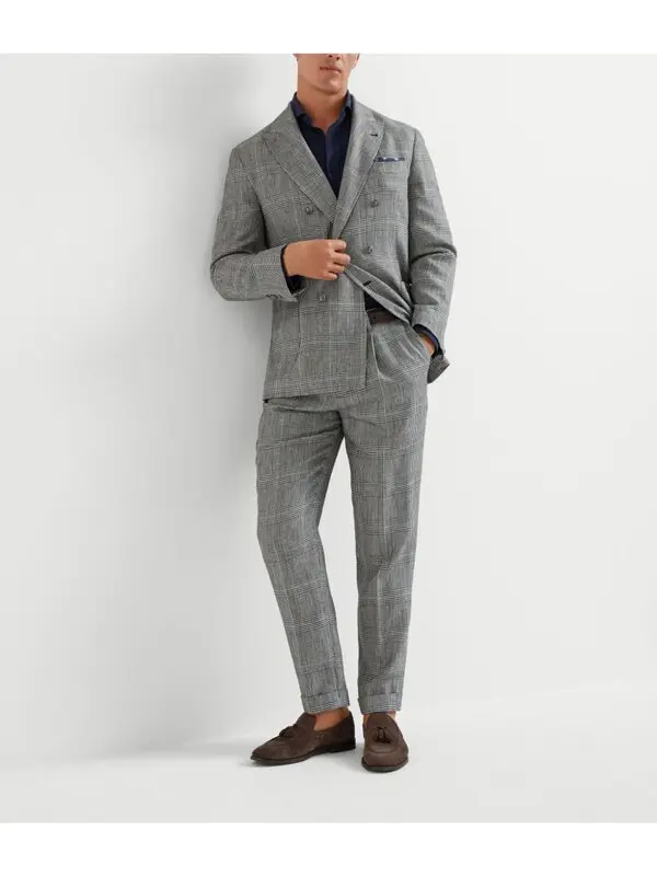 Brunello Cucinelli Prince Of Wales Trousers - Grey