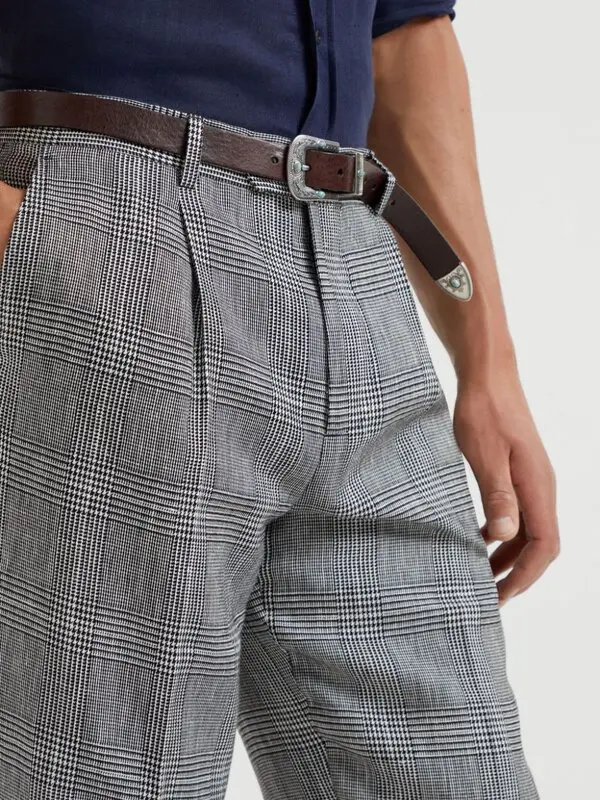 Brunello Cucinelli Prince Of Wales Trousers - Grey