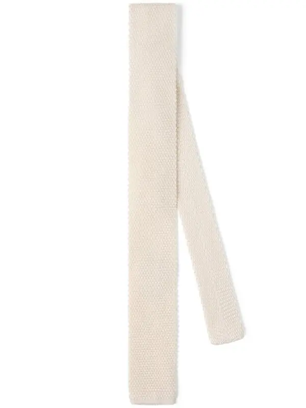 Brunello Cucinelli Knitted Silk Neck Tie - White
