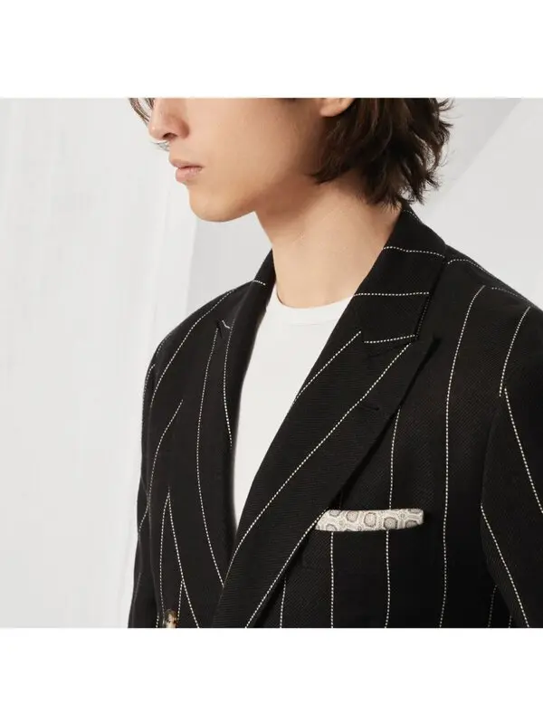Brunello Cucinelli Printed Silk Pocket Square - Brown
