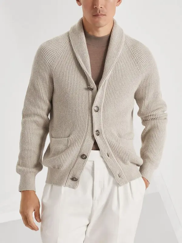 Brunello Cucinelli Ribbed Knit Cardigan - Neutrals