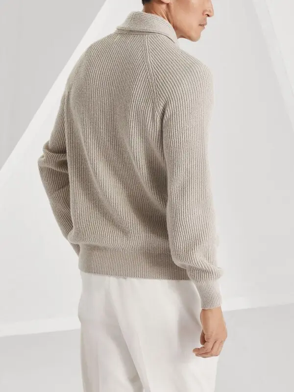 Brunello Cucinelli Ribbed Knit Cardigan - Neutrals