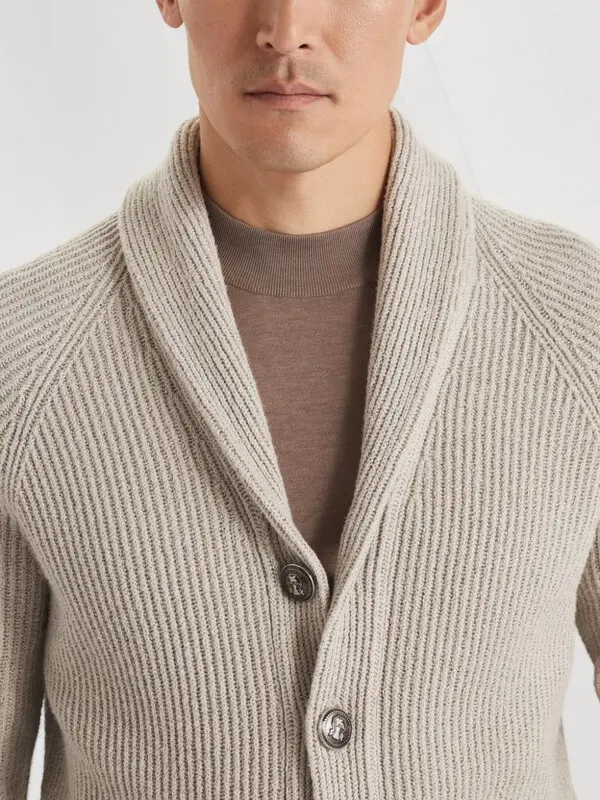 Brunello Cucinelli Ribbed Knit Cardigan - Neutrals