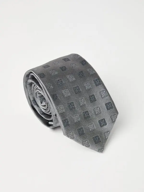 Brunello Cucinelli Silk Neck Tie - Silver