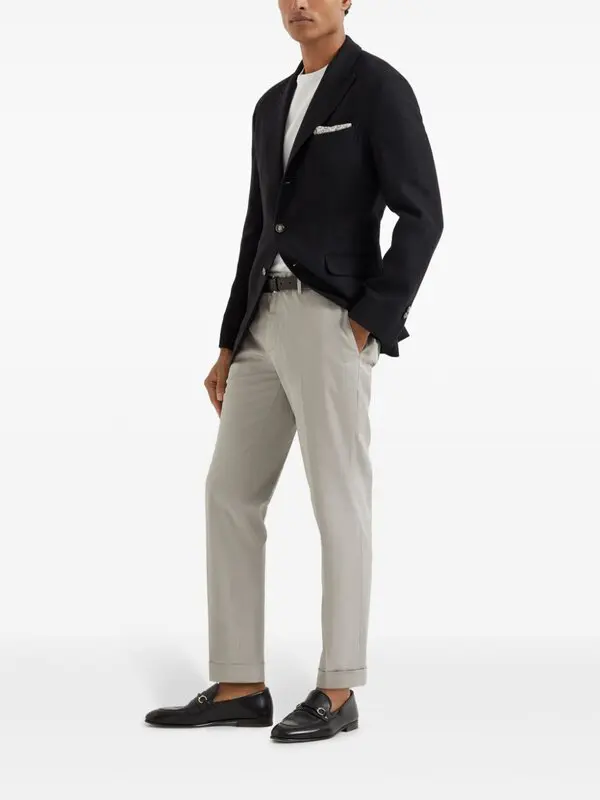 Brunello Cucinelli Garment-dyed Italian Fit Trousers In American Pima Comfort Cotton Gabardine - Neutrals