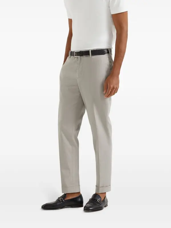 Brunello Cucinelli Garment-dyed Italian Fit Trousers In American Pima Comfort Cotton Gabardine - Neutrals