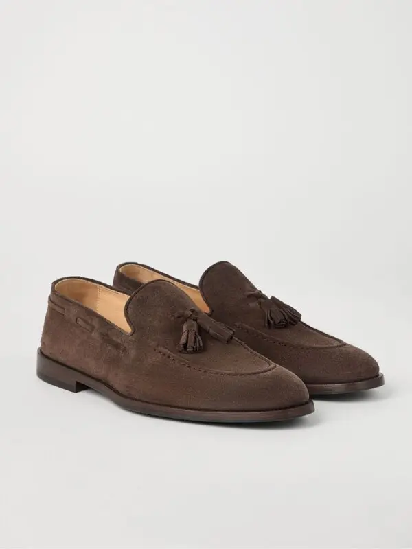 Brunello Cucinelli Suede Tassel Loafers - Brown