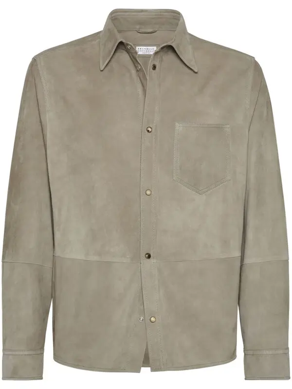 Brunello Cucinelli Suede Shirt - Neutrals