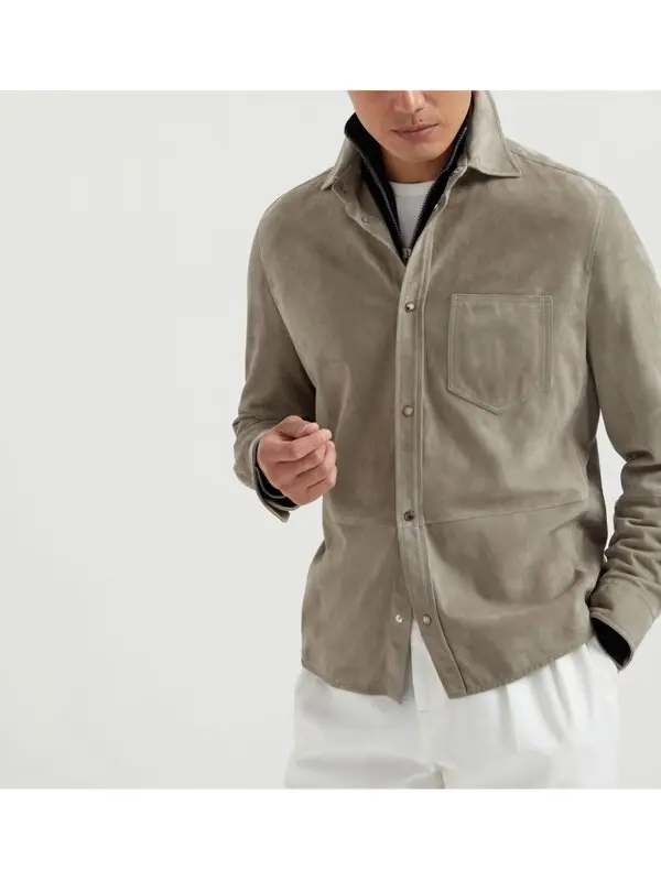 Brunello Cucinelli Suede Shirt - Neutrals