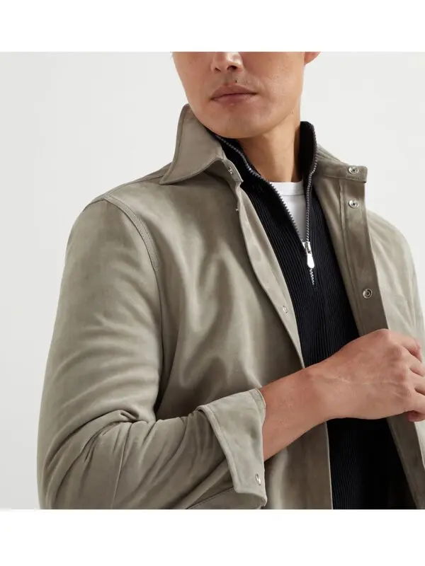 Brunello Cucinelli Suede Shirt - Neutrals
