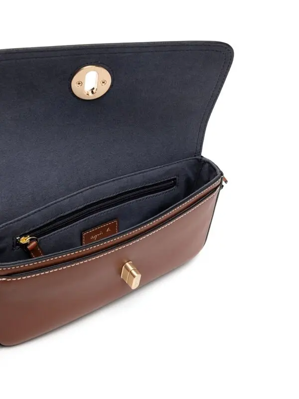 AGNÈS B. Contrast-stitching Leather Cross Body Bag