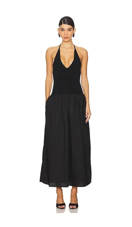 Shona Joy Aliah Halter Midi Dress - Black