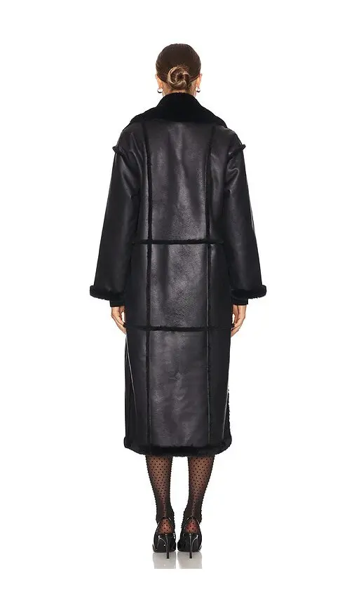Tularosa Belen Faux Leather And Faux Fur Coat - Black