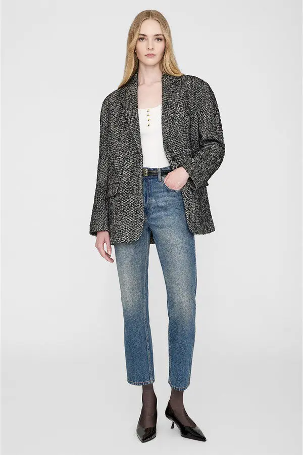 ANINE BING Quinn Blazer Salt And Pepper