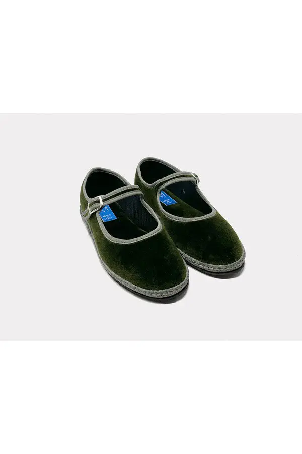 SANTM Mary Jane Furlane Slippers - Green