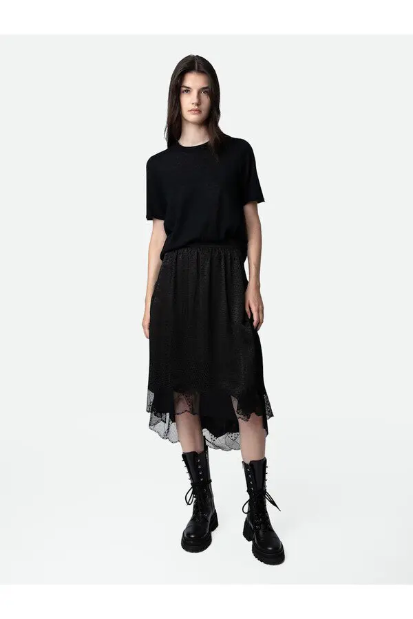 Zadig&Voltaire Joslin Jacquard Skirt Zv 3d In Black - 50% Off