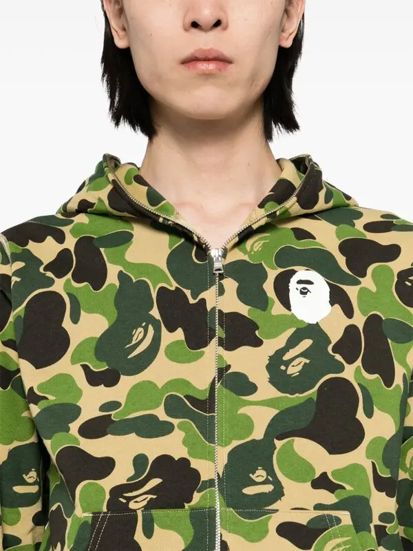 A Bathing Ape® Abc Camo Logo Zip-Up Hoodie - Green | Editorialist