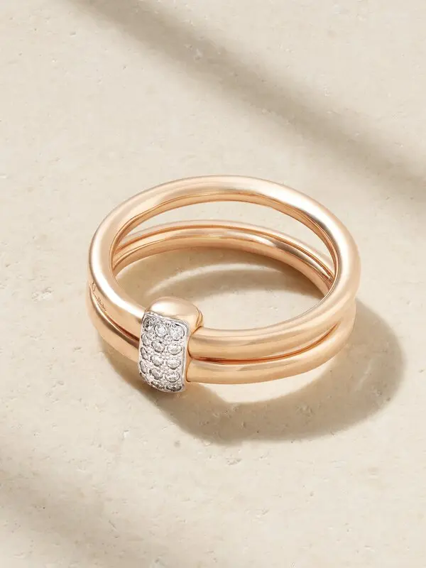 Pomellato Together 18-karat Rose Rhodium-plated And Diamond Ring - Gold