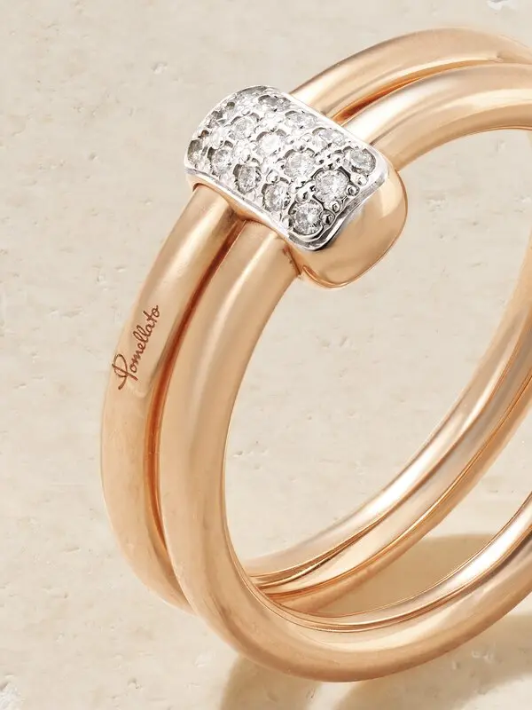 Pomellato Together 18-karat Rose Rhodium-plated And Diamond Ring - Gold