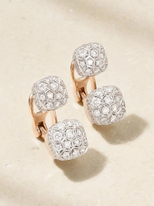 Pomellato Nudo 18-karat Rose And White Gold Diamond Earrings - Silver