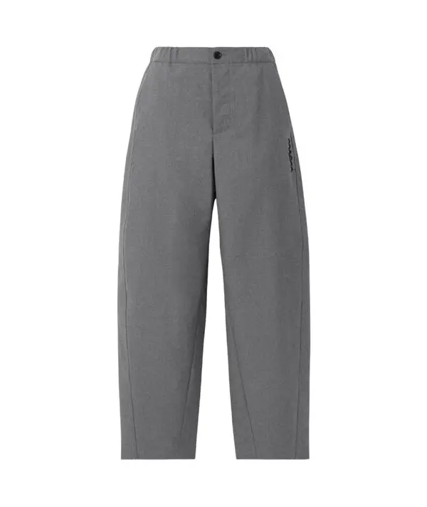 Marni Cropped Embroidered Wool Pants - Gray