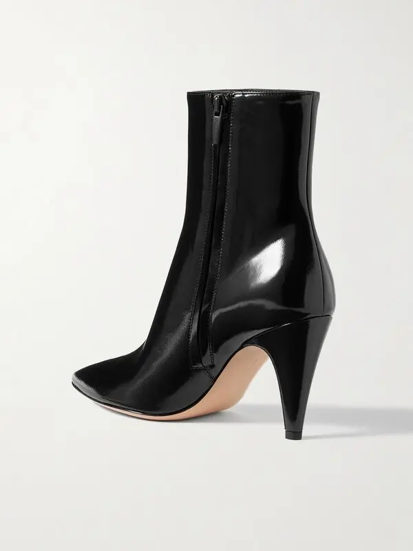 GIANVITO ROSSI Amelia 80 Glossed-leather Ankle Boots