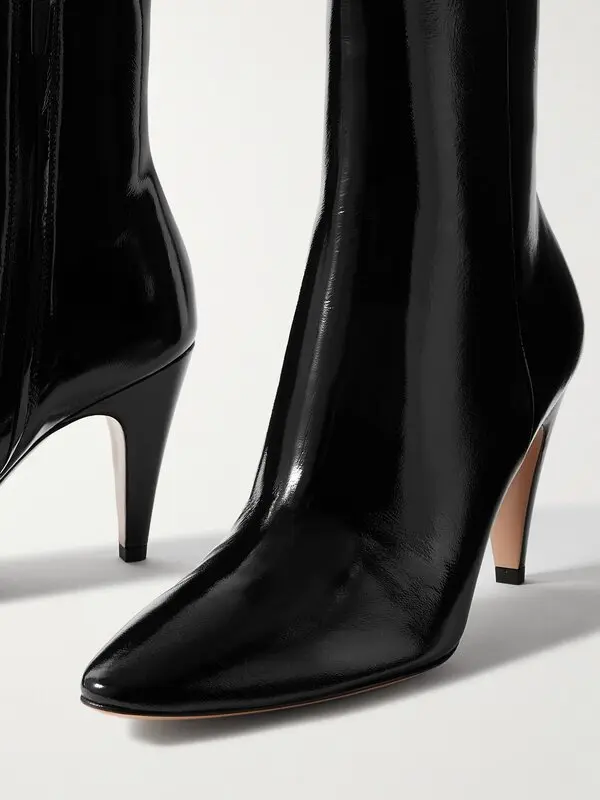 GIANVITO ROSSI Amelia 80 Glossed-leather Ankle Boots