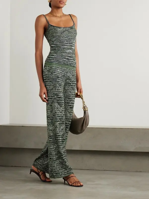 Missoni Sequin-embellished Crochet-knit Wide-leg Pants - Green