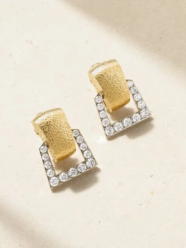 David Webb 18-karat Platinum And Diamond Clip Earrings - Gold