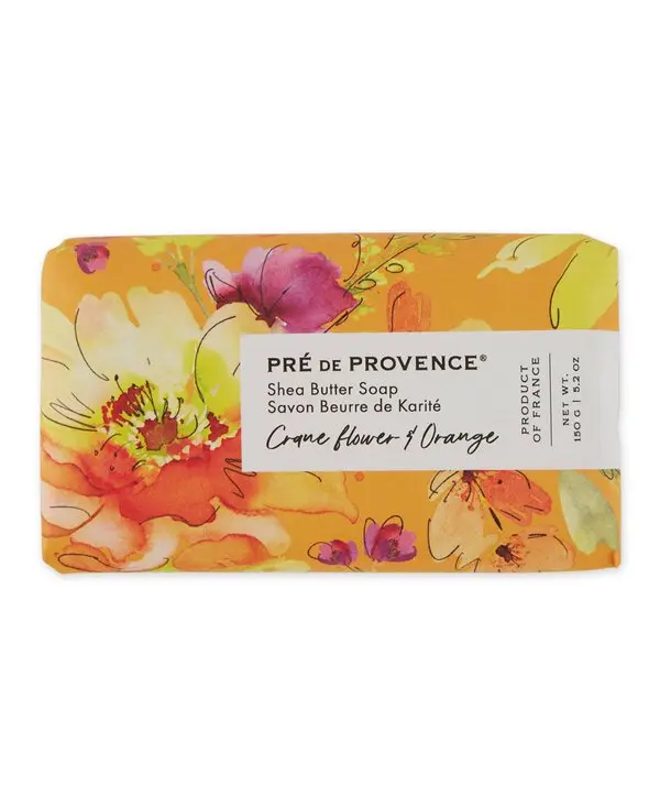 EUROPEAN SOAPS Pre De Provence Le Jardin 150 Gram Soap Bar - Crane Flower And Orange