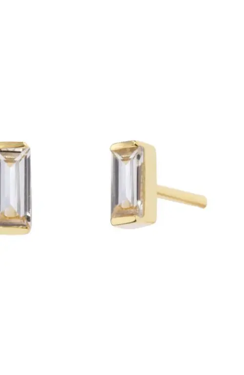LITTLE SKY STONE Baguette Moissanite Stud Earrings - Clear / Gold