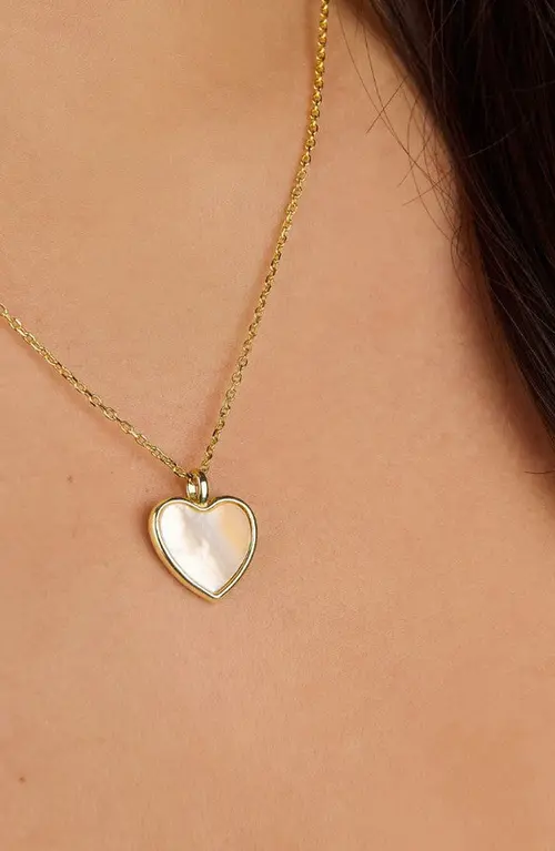 LITTLE SKY STONE Mother Of Pearl Heart Pendant Necklace - Gold And Pearl