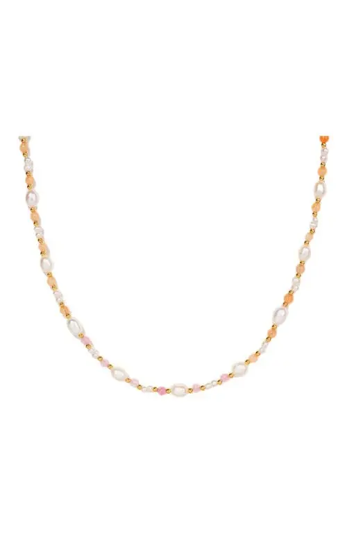 LITTLE SKY STONE Eliza Pearl Beaded Necklace - Pink / Gold