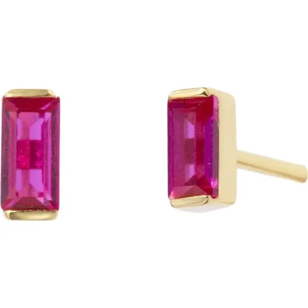 LITTLE SKY STONE Baguette Stud Earrings - Bright Pink / Red