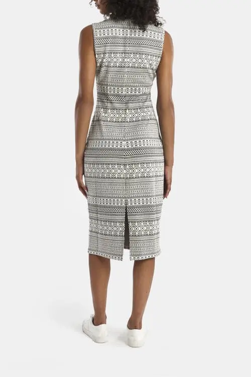 CAPSULE 121 Printed Sheath Dress - Ivory With Black