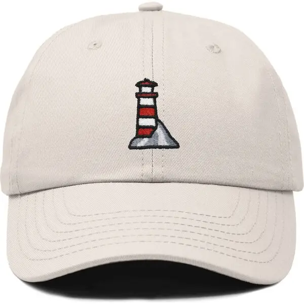 DALIX Lighthouse Embroidered Baseball Cap - Beige