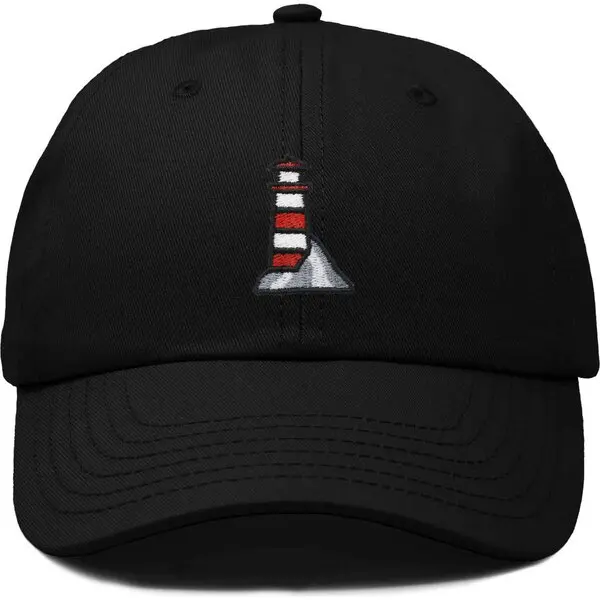 DALIX Lighthouse Embroidered Baseball Cap - Black