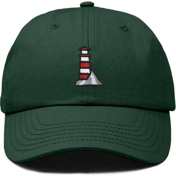 DALIX Lighthouse Embroidered Baseball Cap - Dark Green