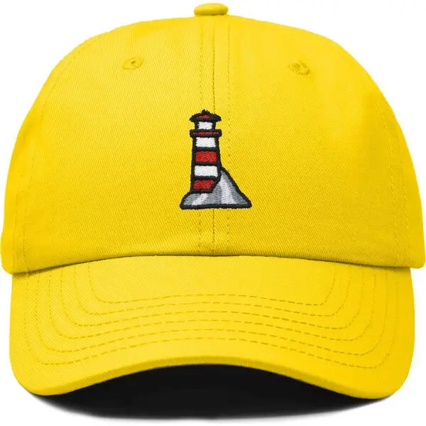 DALIX Lighthouse Embroidered Baseball Cap - Gold