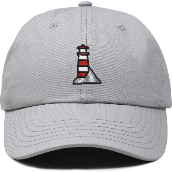 DALIX Lighthouse Embroidered Baseball Cap - Gray