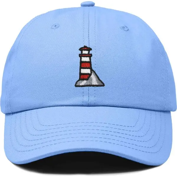 DALIX Lighthouse Embroidered Baseball Cap - Light Blue