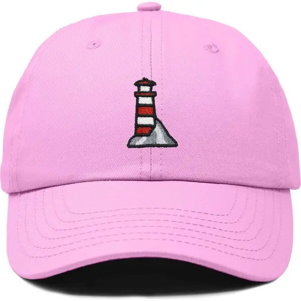 DALIX Lighthouse Embroidered Baseball Cap - Light Pink