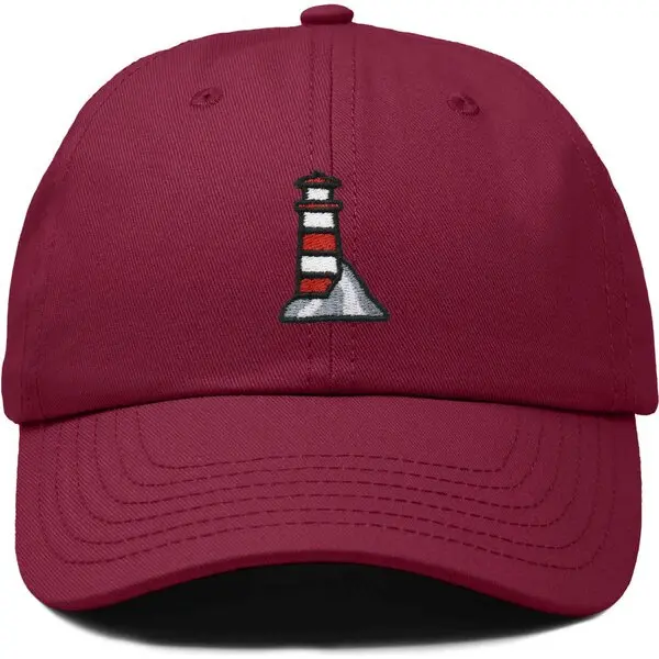 DALIX Lighthouse Embroidered Baseball Cap - Maroon
