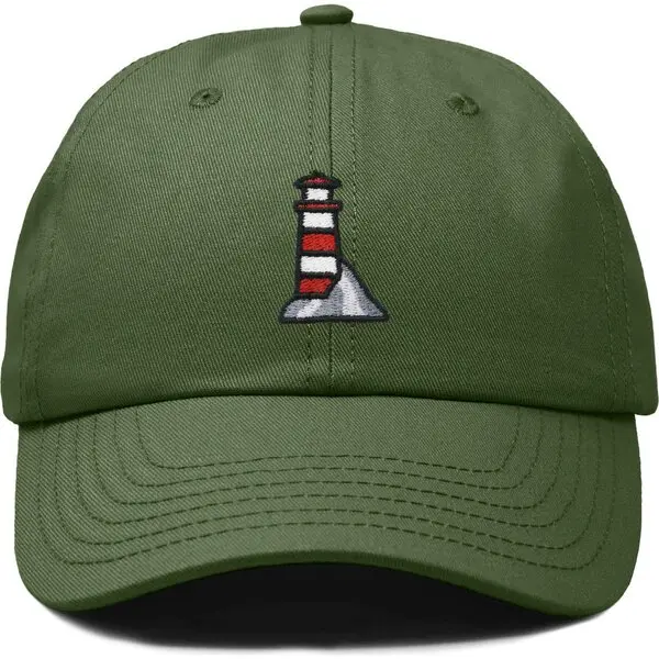 DALIX Lighthouse Embroidered Baseball Cap - Olive