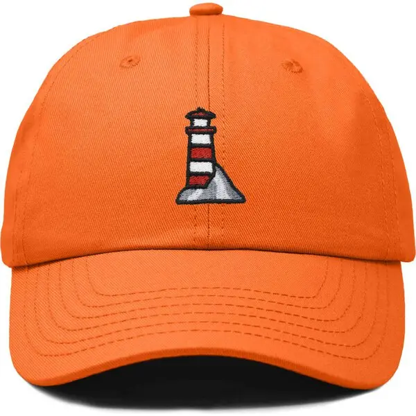 DALIX Lighthouse Embroidered Baseball Cap - Orange