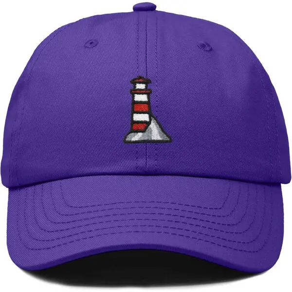 DALIX Lighthouse Embroidered Baseball Cap - Purple