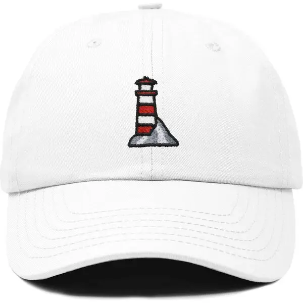 DALIX Lighthouse Embroidered Baseball Cap - White
