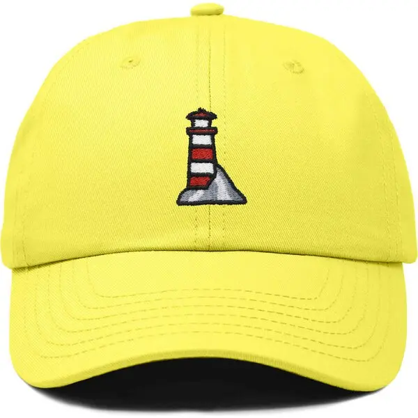 DALIX Lighthouse Embroidered Baseball Cap - Yellow
