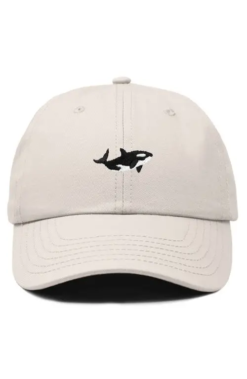 DALIX Killer Whale Embroidered Cap - Beige