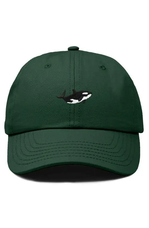 DALIX Killer Whale Embroidered Cap - Dark Green